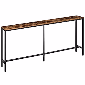 ALLOSWELL Console Table, 70.9" Narrow Long Sofa Table, Entryway Table, Industrial Sofa Table, Side Table, for Hallway, Living Room, Sturdy and Stable, Easy to Assemble, Rustic Brown CTHR18001