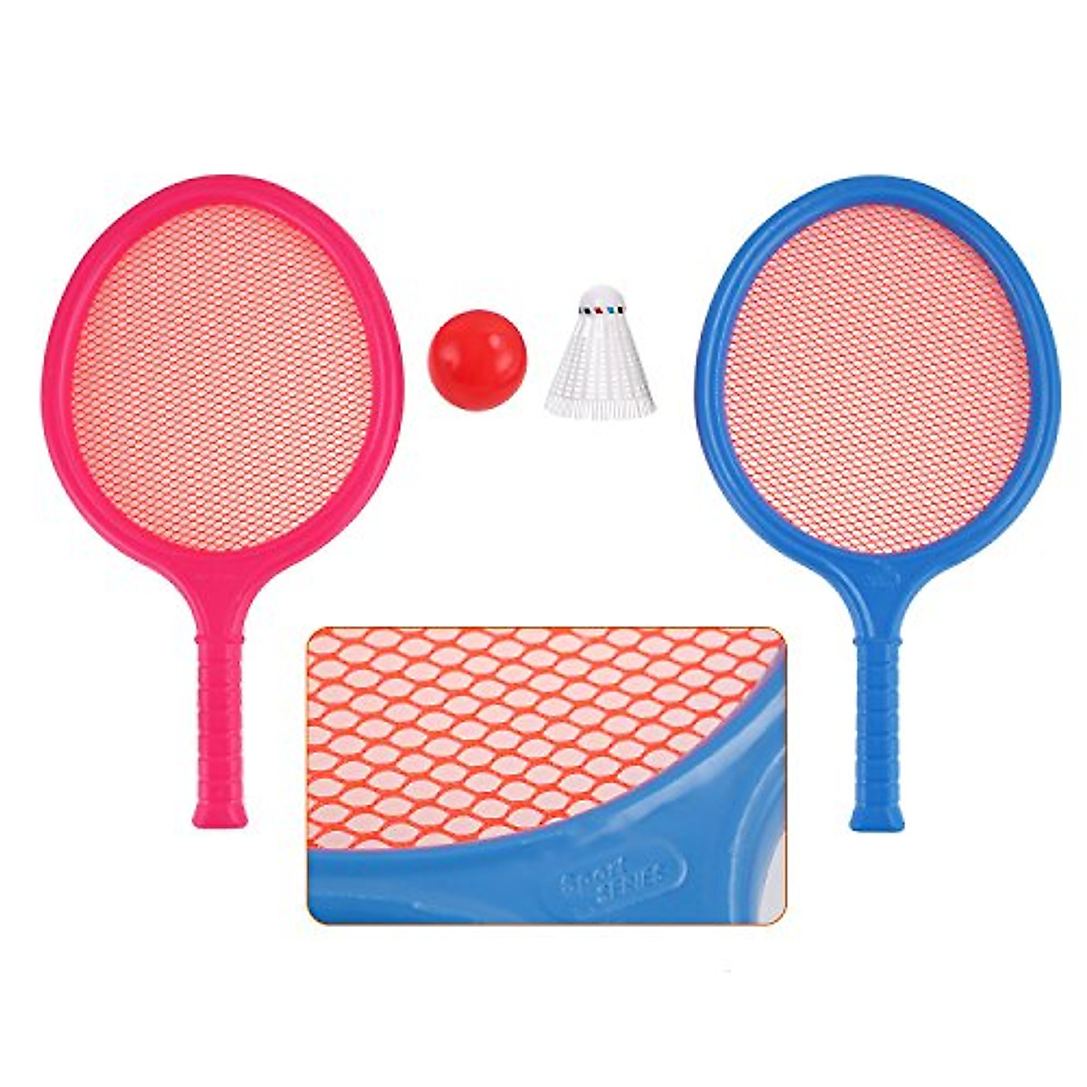 Badminton Racket Set for Kids, Toddlers with 2 Paddles, Ball and Birdie - Junior Kindergarten Student Outdoor Sports Tennis Racquet Play Game Beach Toys