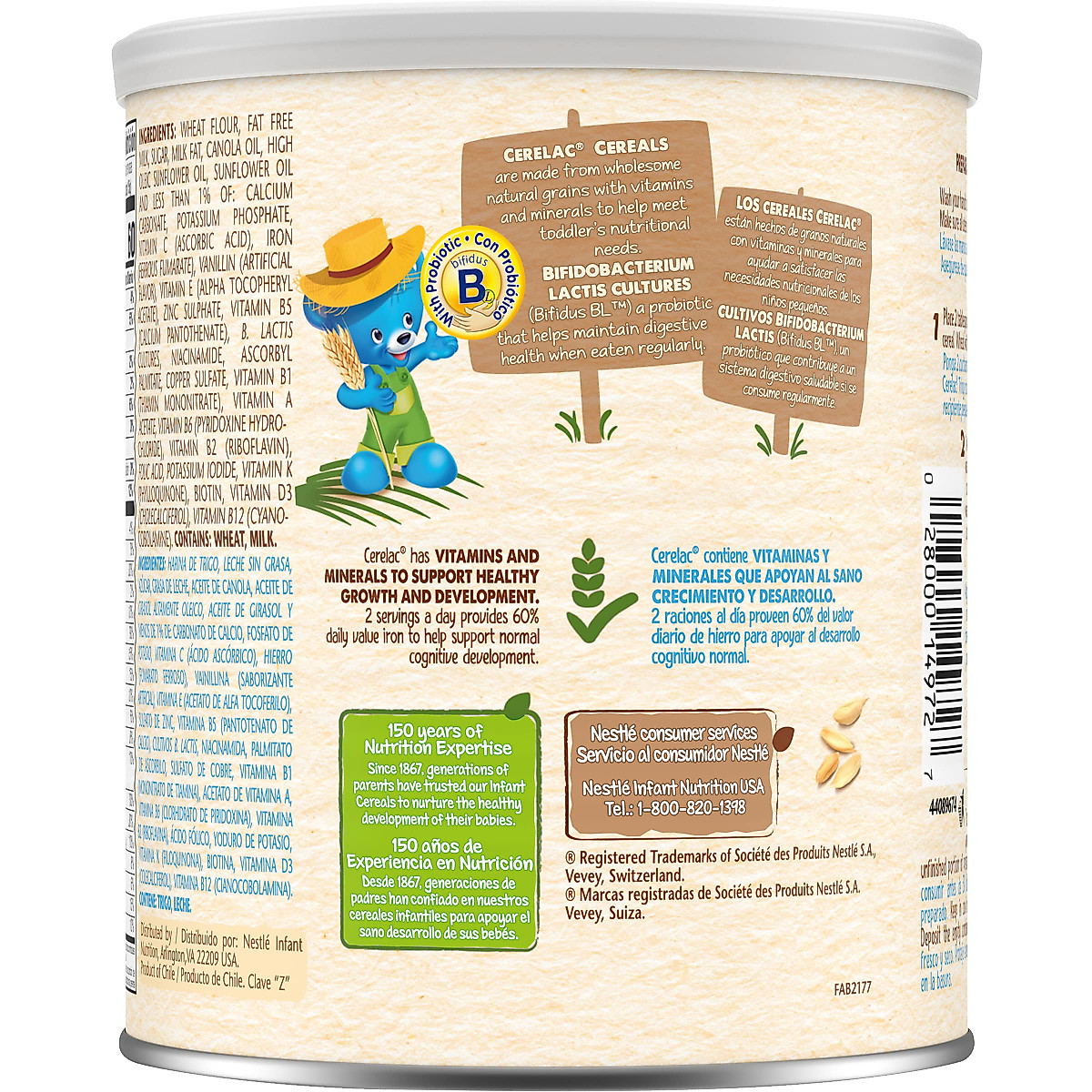 Nestle Cerelac Wheat Cereal with Milk, 14.1-Ounce Canister (Pack of 5)