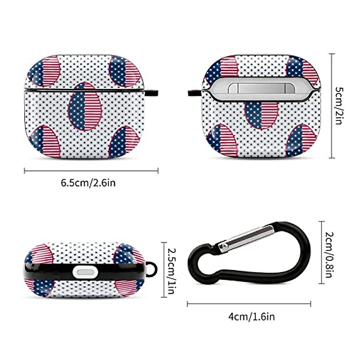 Headphone Case Compatible with AirPods 3 Case, American Flag Easter Egg Soft Plastic Skin Case Cover Shockproof Protective Case with Keychain, Front LED Visible