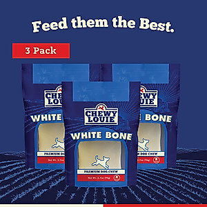 CHEWY LOUIE Small White Bone 3pk - One Ingredient, Flavor Packed for Picky Eaters, All Natural, No Artificial Flavors or Chemicals, Long-Lasting, Superior Dental Support Dog Treats