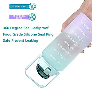 UOMNICUE 70oz / Half Gallon Water Bottle with Straw &Time Marker to Drink, BPA Free Leakproof Motivational Water Bottle with Handle & Wide Mouth, Large Sports Water Bottle for Outdoor Camping