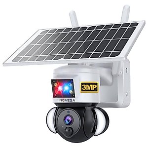 INQMEGA Solar Camera Security Outdoor,3MP HD 2.4G WiFi 15000mAh Solar Powered Cameras for Home,Color Night Vision PIR Motion Sensor Light with Siren,Remote Control