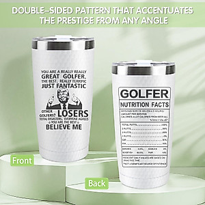 OOINQQ Golf Gifts for Men Unique, 20 OZ Trump Golf Tumbler Cup Stainless Steel Tumbler Mug with Straw,Lid and Keychain for Boyfriend Dad Husband Grandpa Golfers Father's Day