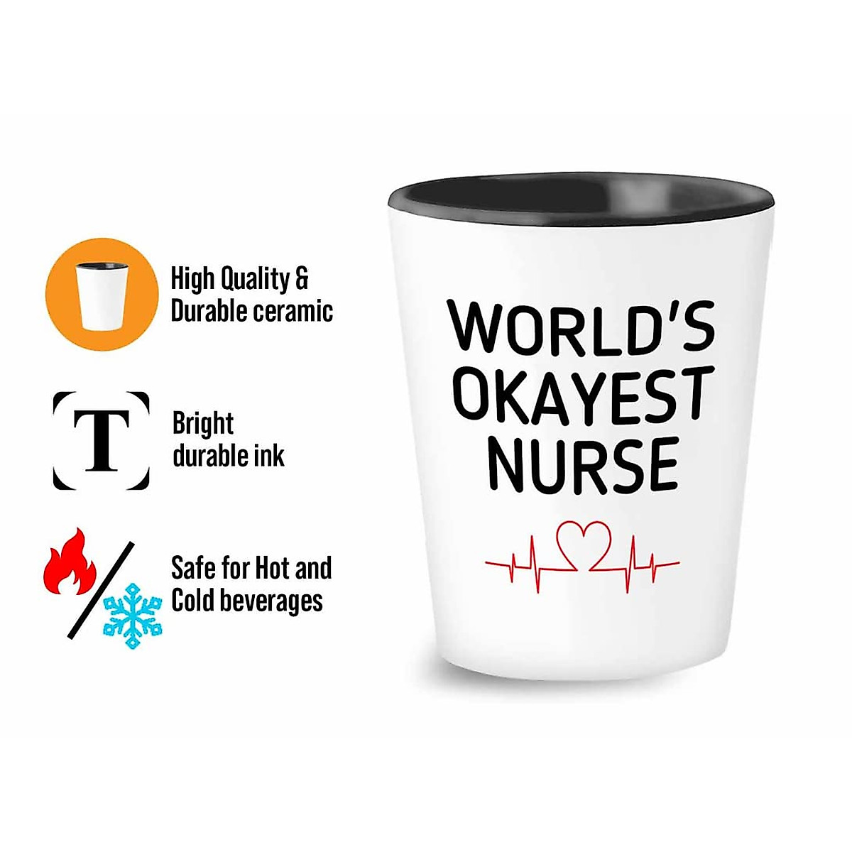 Bubble Hugs Nurse Shot Glass 1.5oz - World's Okayest Nurse - Funny Quotes Nurse Practitioner Paramedic RN LPN CNA Gift for Birthday Graduation