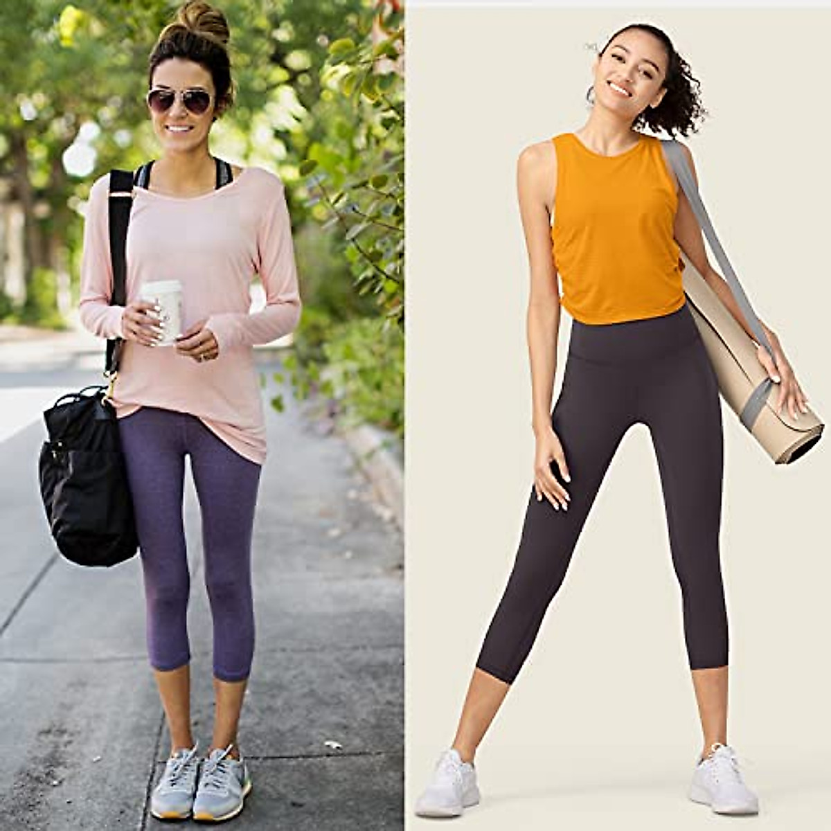 FULLSOFT 3 Pack Capri Leggings for Women - High Waisted Tummy Control Black Workout Yoga Pants for Summer,Sports (1-3 Pack Capri Black,Black,Black,Large-X-Large)