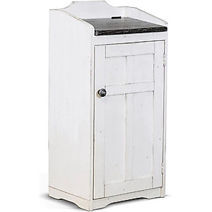 Pemberly Row 16" Farmhouse Wood Trash Box in White/Dark Brown