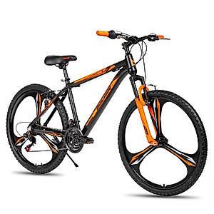 HH HILAND Hiland Humtaway 26'' Mountain Bike for Mens and Womens, 3/6 Spoke Wheel, 21 Speed and Shimano Rear Derailleur,Aluminum Frame with Front Suspension, Bicycle for Adult Black