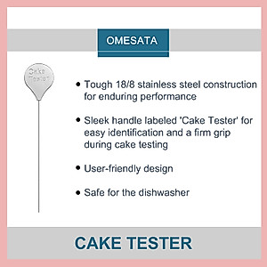 Cake Tester for Baking, 4 Packs Cake Testers for Baking Doneness and Reusable Cake Testing Stick 7.9 in Stainless Steel Skewer Omesata