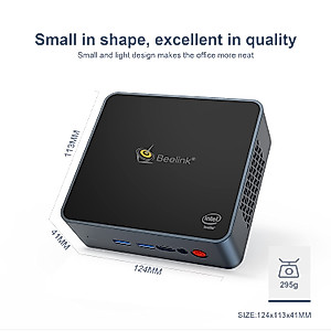 Beelink Mini Pc GK55 8GB DDR4 256GB SSD Intel J4125(4C/4T 4MB Cache Up to 2.7GHz), Mini Computer Supports 4K Dual HDMI Output / 2.4G+5G WiFi/ BT4.0/2.5" HDD Extension/Dual Gigabit Ethernet