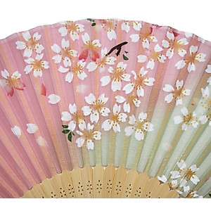 121005 Handmade Women's Silk Fan, 8.3 inches (21 cm), 30 Pieces, Dai Cherry Blossom, Pink