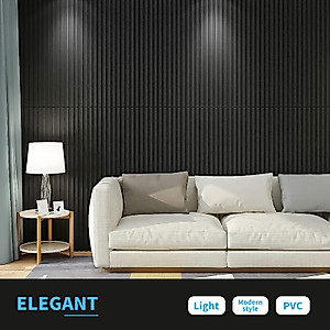 Art3d 12 Pack 2ft x 4ft Drop Ceiling Tiles in Black, Slat Design 3D Wall Panels for Interior Wall Decor 24in x 48in