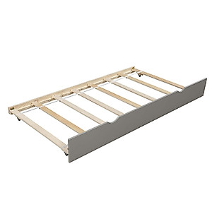 Wood Daybed with Trundle, Twin to King Design Sofa Bed, Modern Multi-Function Extendable Trundle Daybed Frame for Bedroom, Living Room (Gray)
