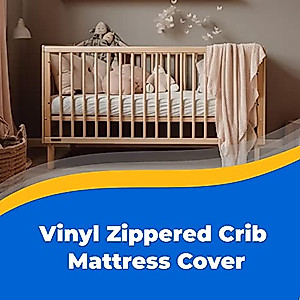 Deluxe Vinyl Zippered Crib Mattress Cover Full Encasement 28" x 52" Standard Size Waterproof (28" x 52", Zippered Crib Mattress Cover)