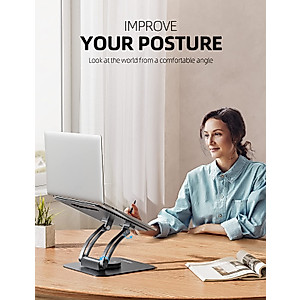 Nulaxy 360 Rotating Laptop Stand for Desk, Laptop Riser Adjustable Height and Angle, Foldable and Portable Travel Laptop Stand, Holds up to 22lbs, Fits All MacBook, Laptops