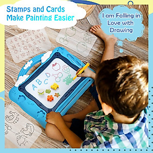 Misscat Toddler Learning Toys for Little Girl Boy, Large Coloring Magnetic Drawing Board Erasable Doodle Sketch Pad with Stampers Cards, Birthday Travel Toys for 3 4 5 6 Years Old Kid