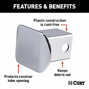CURT 22171 Chrome Plastic Trailer Hitch Cover, Fits 2-Inch Receiver
