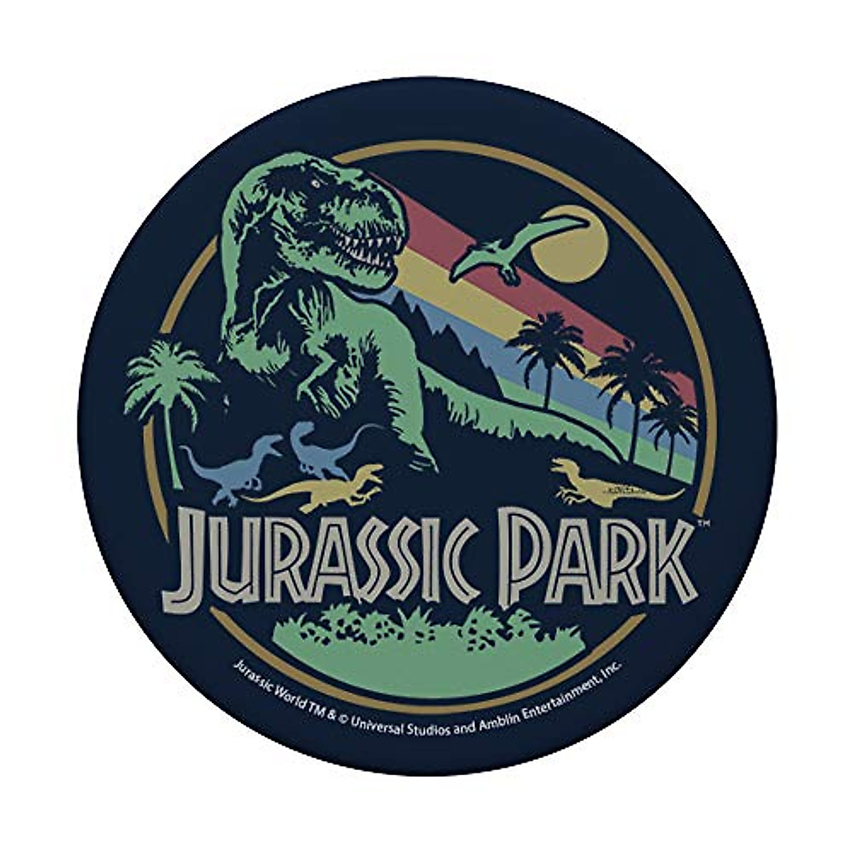 Jurassic Park Retro Circle Color Stripes PopSockets PopGrip: Swappable Grip for Phones & Tablets