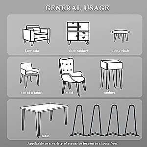 LCSDLHLSY Hairpin Legs 12 Inch,Furniture Legs 12 inch, Metal Home DIY Projects for TV Stand, Sofa, Cabinet, etc with Floor Protectors,Black 4PCS Set