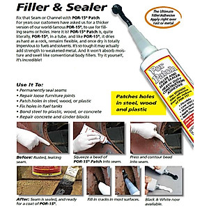 POR-15 Patch - Black 4 oz - Filler & Seam Sealer | Ultimate Filler Adhesive | Patches Holes, Cracks in Steel, Wood, and Some Plastics | Strengthen Weakened Metal