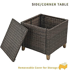 Grand patio Sofa Sets 6 Pieces Luxury Conversation Set with Fire Pit Table, Heavy Duty Rattan Patio Furniture Sectional with Thick Cushions for Yard Garden Porch(Brown Set with Fire Table, 6 PCS)