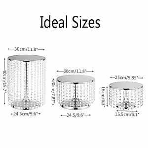 3pcs/Set Cake Stand with Metal Mirrored, Round Wedding Cake Stand Silver, Bling Cake Stand Trays for Wedding Table, Baby Shower, Birthday, Anniversary