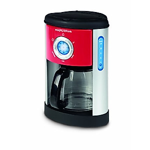 Casdon Little Cook Morphy Richards Coffee Maker Fillable Toy Coffee Maker For Children Aged 3+ Includes Water Level Indicator & Dripping Water! Red/Grey/Black
