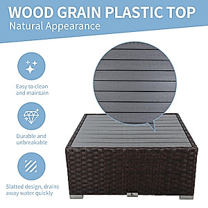 7 Piece Outdoor Patio Furniture Set with Cushions, PE Rattan Wicker Modular Outdoor Sectional L Shape Patio Conversation Sofa Set with Coffee Table, and Two Pillows (Dark Brown/Gray)