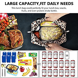 BALORAY Lunch Bag for Women Men, Insulated Lunch Box for Adults Kids, Reusable Women’s Lunch Cooler Tote Bag for Work Office School Picnic Beach (Leopard)