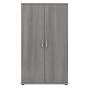 Bush Business Furniture Universal Tall Linen Cabinet with Doors and Shelves, Platinum Gray