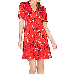 Jill Jill Stuart Women's Dress Bright A-Line Floral Ruffle Red 2