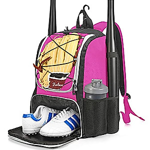 Jalunth Baseball Softball Bat Bag Backpack Youth Adult Large Room Fastpitch Slowpitch Equipment Bags Boys Kids Girls Tball Gear Back Pack Mens Women Fence Hook Shoes Compartment Fits Face Guard Helmet