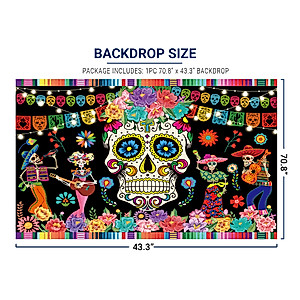 Allenjoy Day of The Dead Backdrop Mexican Dia DE Los Muertos Photography Background Fiesta Sugar Skull Party Banner Supplies Decoration Photo Booth