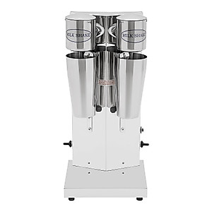 VPABES Electric Milkshake Maker, Commercial Stainless Steel Milk Shake Machine Drink Mixer Adjustable Speed Malt Maker Machine Smoothie Milk Foam Tea Mixer Blender + Cups (2 Head)