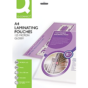 Q Connect A4 125 Micron Laminating Pouch (Pack of 25)