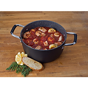 Vesuvio Ceramic Coated Nonstick Cookware, 3-Pack Bundle: Frying Pan, 9.5 Inch | 3 Quart Nonstick Sauce Pan with Oven Safe Glass Lid | 5 Quart Dutch Oven Stock Pot with Oven Safe Glass Lid