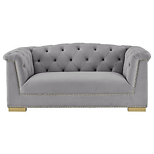TOV Furniture Farah Grey Velvet Loveseat