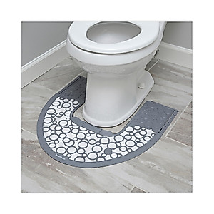 Boardwalk BWKCMGW 22 in. x 22 in. Commode Rubber Mat 2.0 - Gray/White (6/Carton)