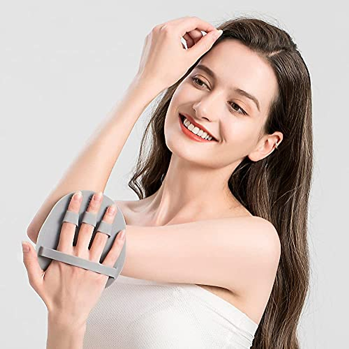 1 Pack Soft Silicone Shower Brush Body Wash Bath Exfoliating Skin Massage Scrubber, Dry Skin Brushing Glove Loofah, Fit for Sensitive and All Kinds of Skin