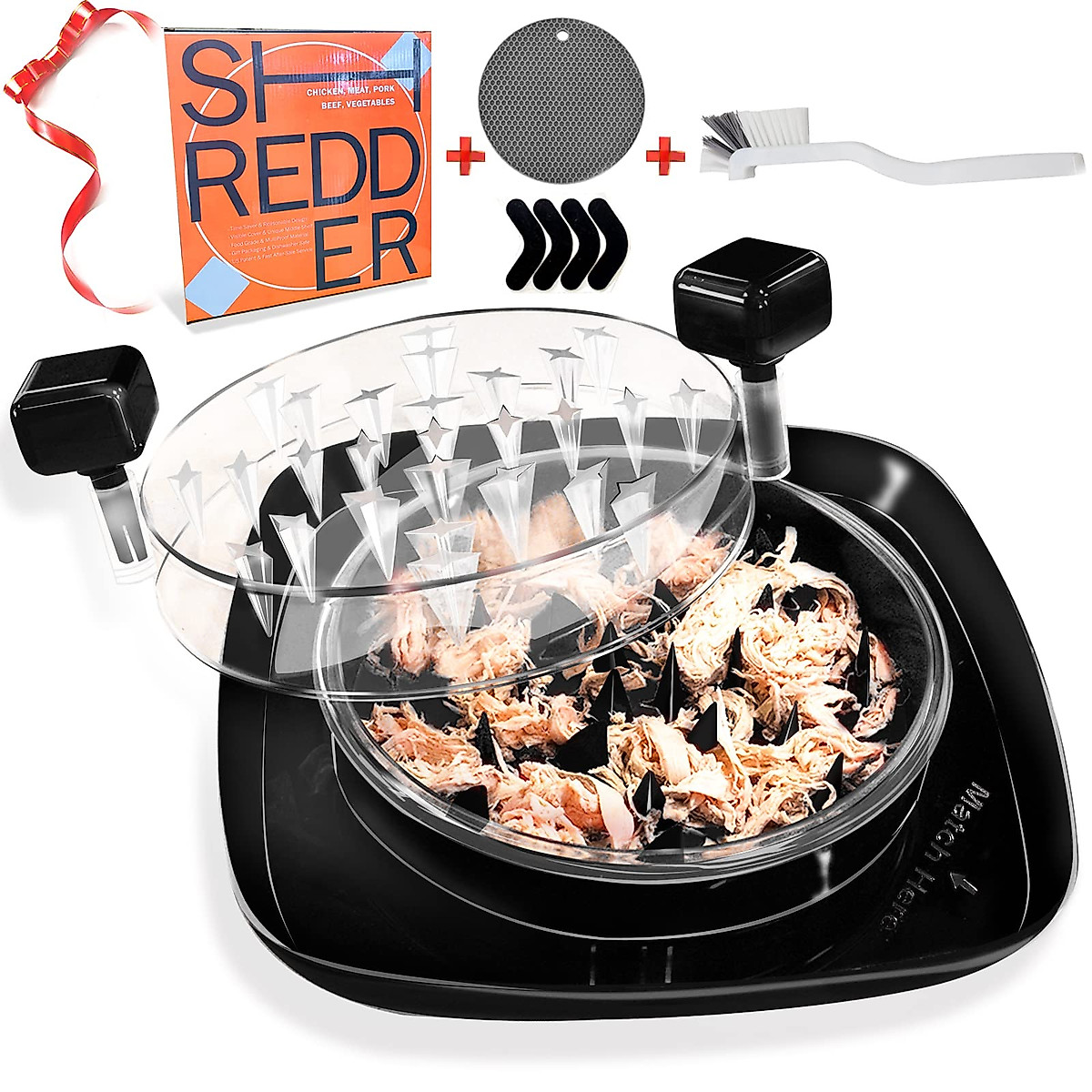NSODREEM Chicken Shredder, Multifunctional Meat Shredder, Black, Stainless Steel, Shredding Meat, Grinding Vegetables, Making Nut Butters