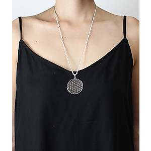 COSUMOSU 1.45″flower of life Sacred Geometry 925 Sterling Silver Pendant…