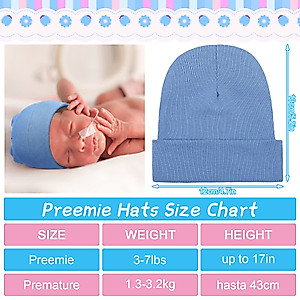Newcotte 6 Pcs Preemie Baby Hats Cotton Preemie Caps Warm Newborn Beanie Premature Hat for Nicu Premature Boy Girl(Classic Color,Single Style)