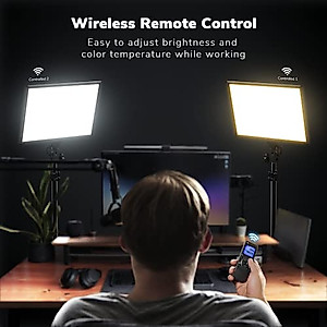 Dazzne D50 LED Video Light Panel Lights 15.4", 2 Packs 45W 3000K-8000K Bi-Color Dimmable Photography Lighting, CRI 96+ Videography Lighting for Video Shooting/Gaming/Live Stream/Studio/Film