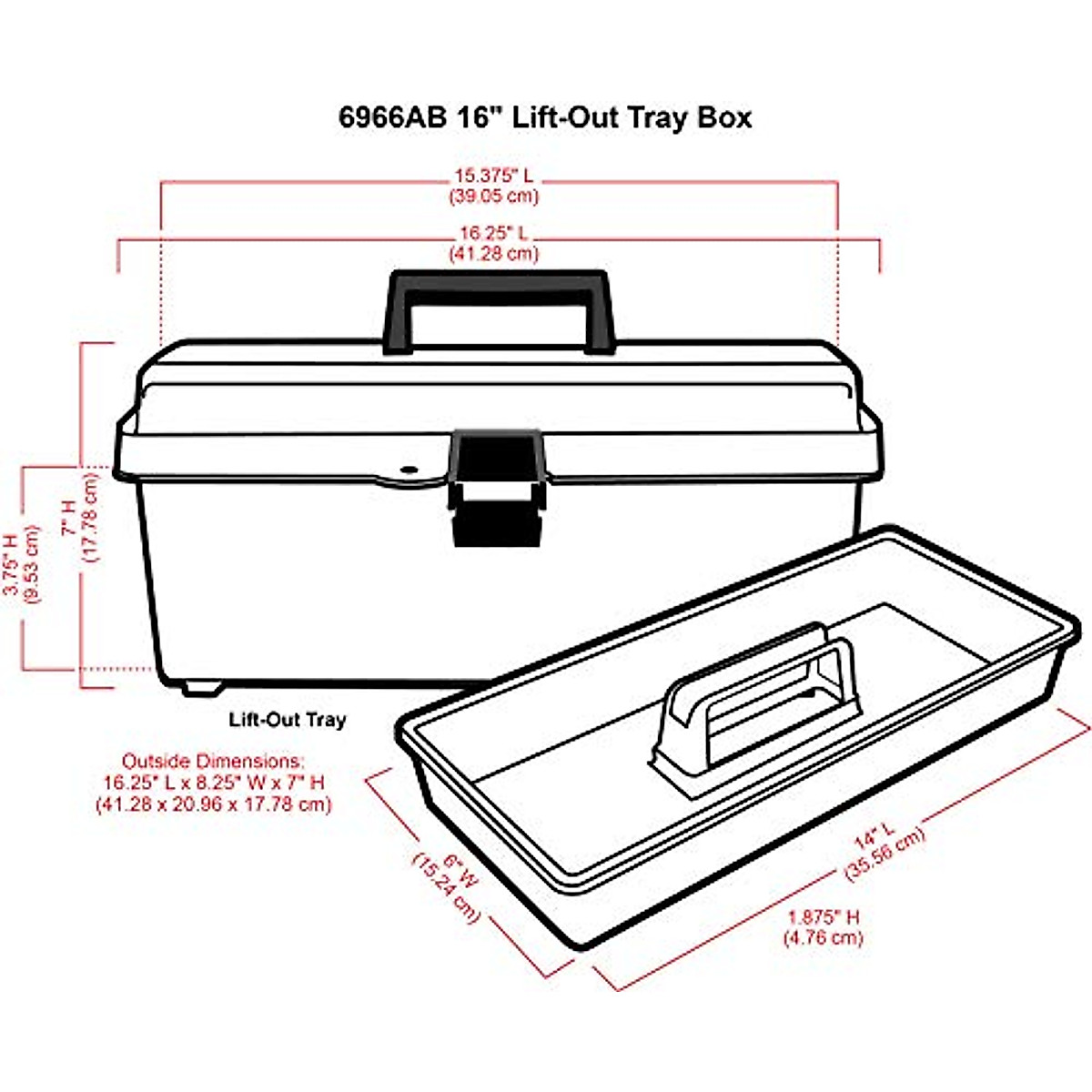 ArtBin 6966AB 16 in. Lift-Out Tray Box, Portable Art & Craft Organizer with Handle and Tray, Clear