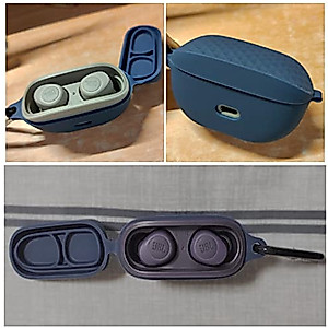 2 Pack DAYJOY Soft Silicone Protective Case Cover Compatible with JBL Vibe 100 TWS Earbuds, Protective Skin Sleeve with Key Chain (Pink+Green)