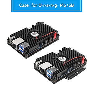 Howay for Orang- Pi 5B/5 Case Aluminum Alloy Metal Case with Fan Heatsinks Active & Passive Cooling Enclouse Cooler Protection Shell Compatible with Or-e Pi 5b/5 Accessories(1 Set)