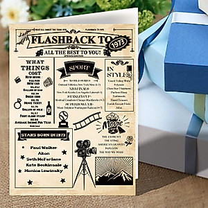 TOYMIS Happy 50th Birthday Cards for Mom Dad, Back to 1973 Retro Happy Birthday Card for Women Funny Creative Birthday Cards for Men Extra Large Birthday Cards for Friend