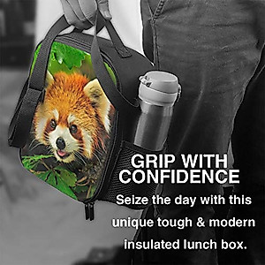 PrelerDIY Red Panda Lunch Box - Insulated Lunch Box for Kids Funny 3D Design with Side Pocket & Shoulder Strap Lunch Bag Perfect for School/Camping/Hiking/Picnic/Beach/Travel