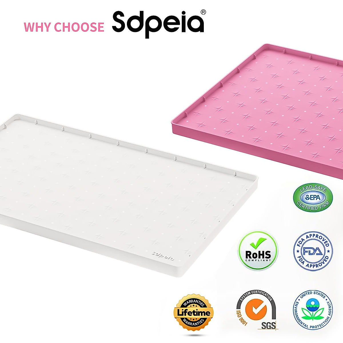 Sdpeia Under Sink Mat for [28" x 22"] Cabinet, Upgraded Silicone Waterproof Mat Kitchen Cabinet Liner Cabinet Protector Kitchen Organizers and Storage