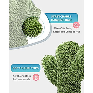 Made4Pets Cat Scratching Post, Cactus Cat Scratcher Kitten Scratching Post with Natural Sisal Rope for Indoor Cats Claw Scratcher, Vertical Green Cat Tree with Dangling Balls for Small Cats Kittens